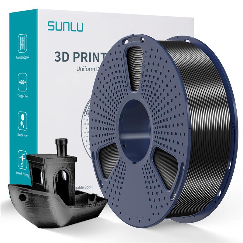 Sunlu 1.75mm, 1kg/spool, Silk PLA+ filament (Black) - Canada Computers ...