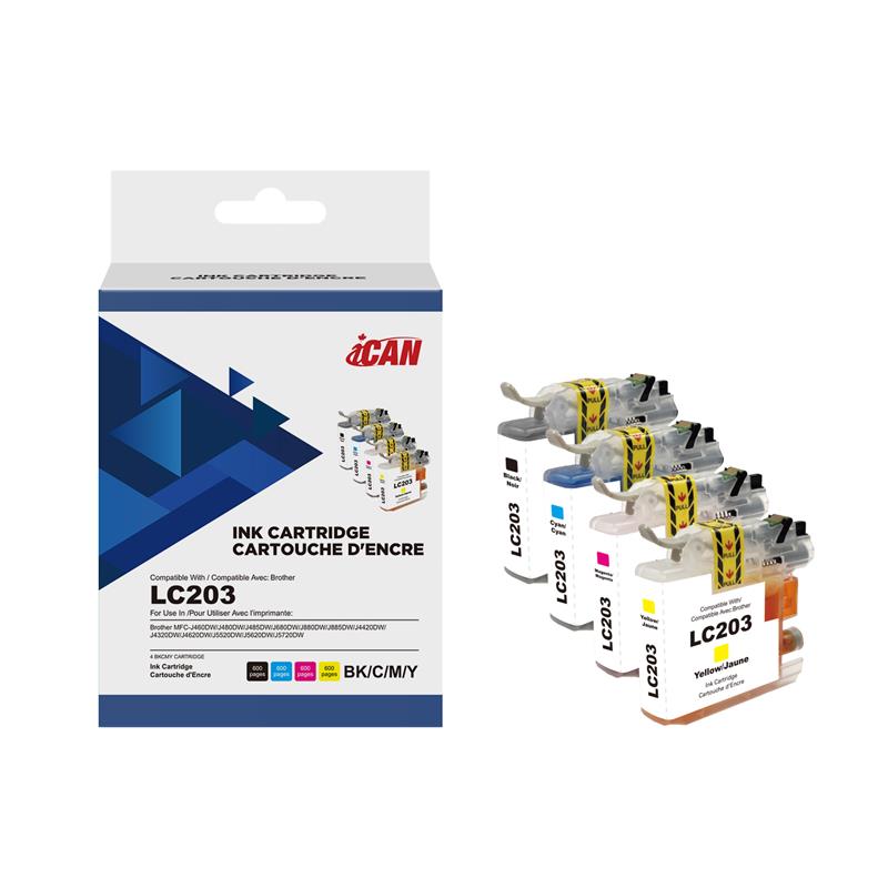 iCan Compatible Brother LC203 Black and Tri-color Ink Cartridge ...