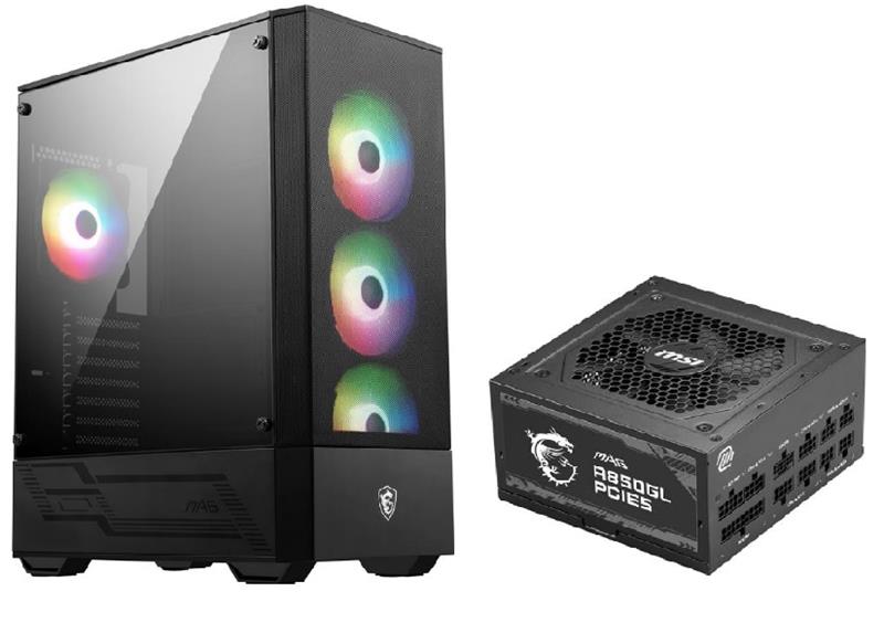 MSI MAG FORGE 112R Case + MSI MAG A850GL PCIE 850W Gold Power Supply ...