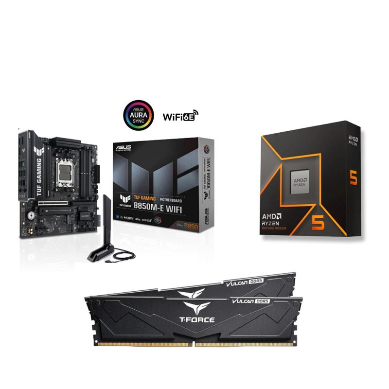 AMD Ryzen 5 9600X CPU + ASUS TUF GAMING B850M-E WIFI Motherboard + T ...